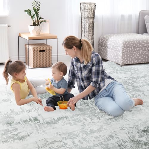 BALAPET 10x14 ft Modern Abstract Area Rug for Living Room Bedroom, Large Machine Washable Floor Carpet with Non-Slip Backing for Indoor Office Dining Room, Boho Home Deco Non-Shedding, Grey