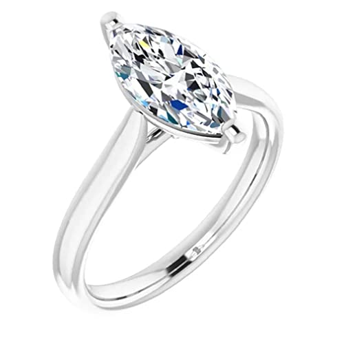 925 Silver,10K/14K/18K Solid White Gold Handmade Engagement Ring 2 CT Marquise Cut Moissanite Diamond Solitaire Wedding/Gorgeous Gifts for/Her Wife Ring