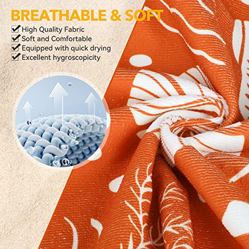 DECOMEN Beach Towel, Microfiber Beach Towels, Oversized Lightweight Quick Dry (73" x 35") Sand Proof, Absorbent, Compact, Beach Blanket, Lightweight Towel for The Swimming, Sports, Beach-Red Sea Snail