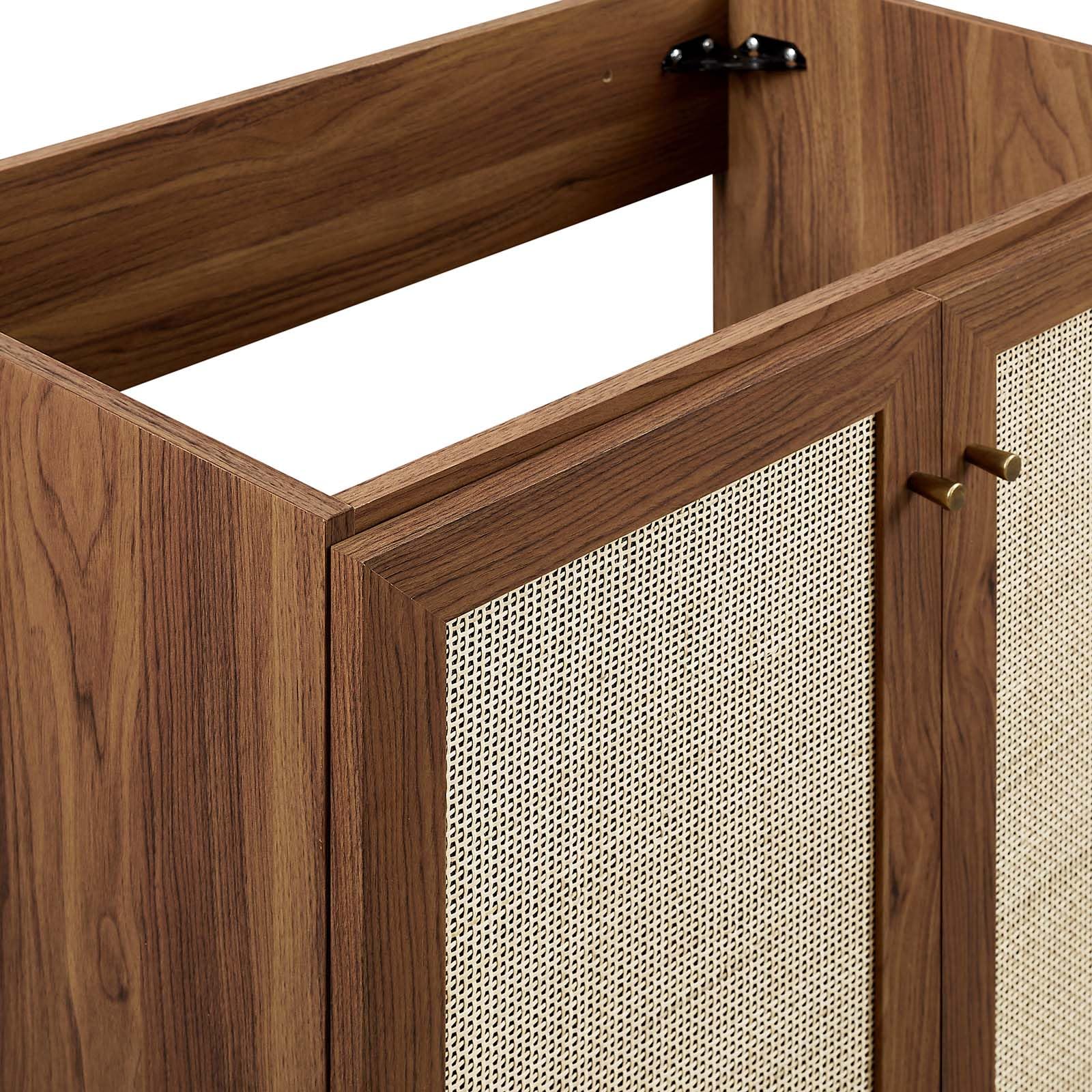 Modway Soma Rattan Weave Bathroom Vanity Cabinet (Sink Basin Not Included), 30 Inch, Walnut
