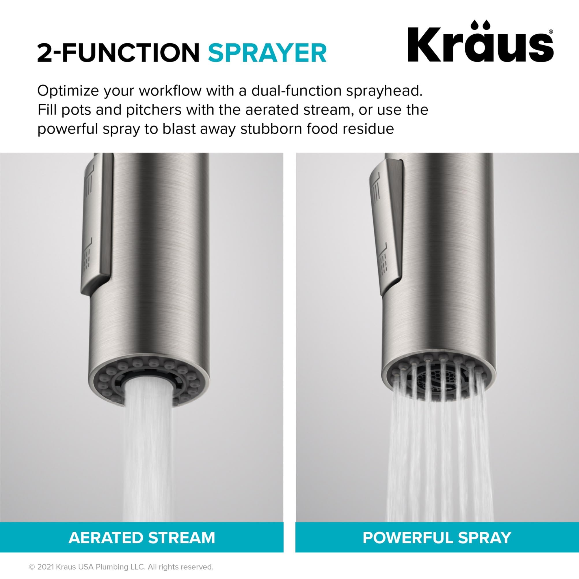 KRAUS Oletto Pull-Down Single Handle Kitchen Faucet with QuickDock Top Mount Installation Assembly in Brushed Brass, KPF-2620BB (Pack of 4)