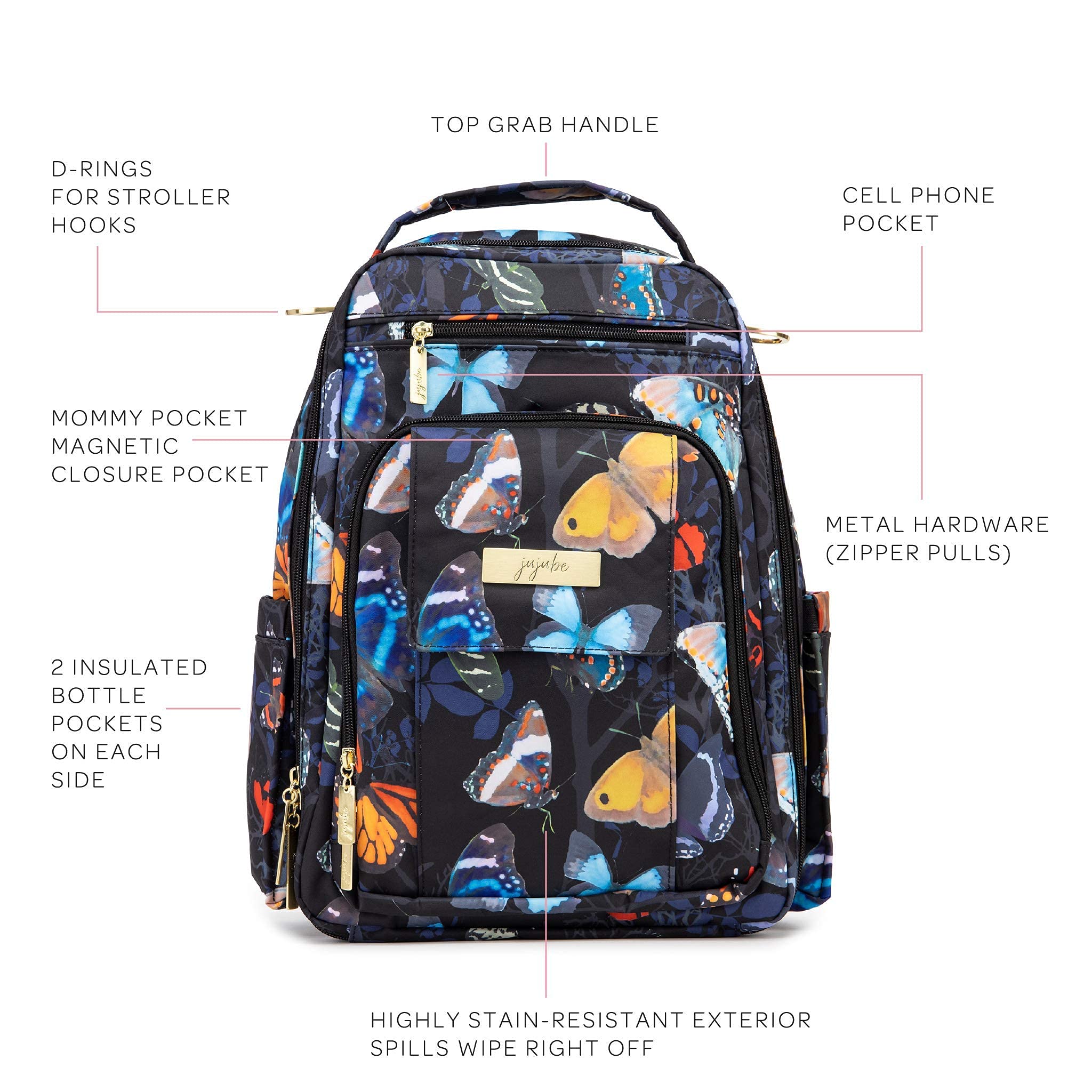 JuJuBe Be Right Back Unisex Travel Backpack, Diaper Bag with Memory Foam Changing Pad, Be Fashionably Organized Anywhere
