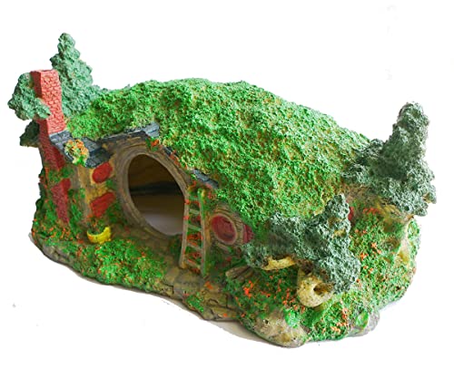 DUGUWEI Aquarium Decoration Small Animal Hideout House Fish Tank Ornament Reptile & Insect Shelter Cage Size Large (11''x7''x6'')