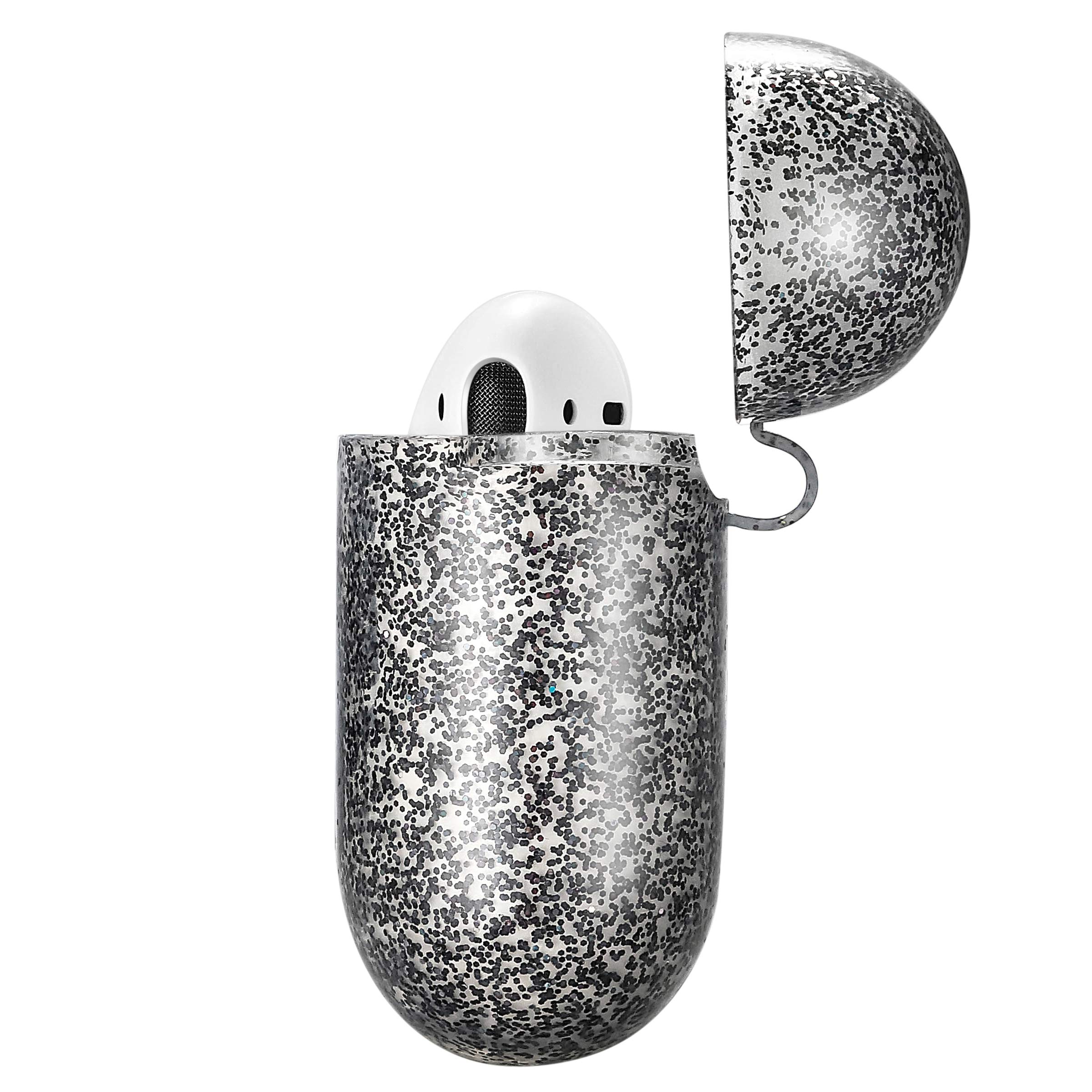 Airpods Case, DMMG Airpods Case Cover Silicone Skin, AirPods Protective Bling Glitter Case with Fluff Ball Keychain, Scratch Proof and Drop Proof for Apple Airpods 2&1