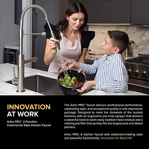 KRAUS Artec Pro 2-Function Commercial Style Pre-Rinse Kitchen Faucet with Pot Filler in Brushed Gold, KPF-1603BG (Pack of 3)