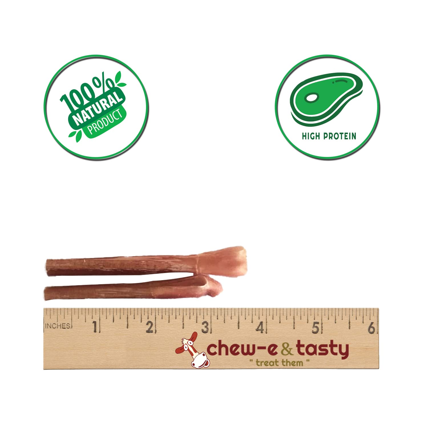 chew-e&tasty Bully Sticks 3-5 inch Various Shapes and Size - Odor Free 100% Beef Chews - Fully Digestible High Protein, Low Fat Dental Treats (8 OZ)