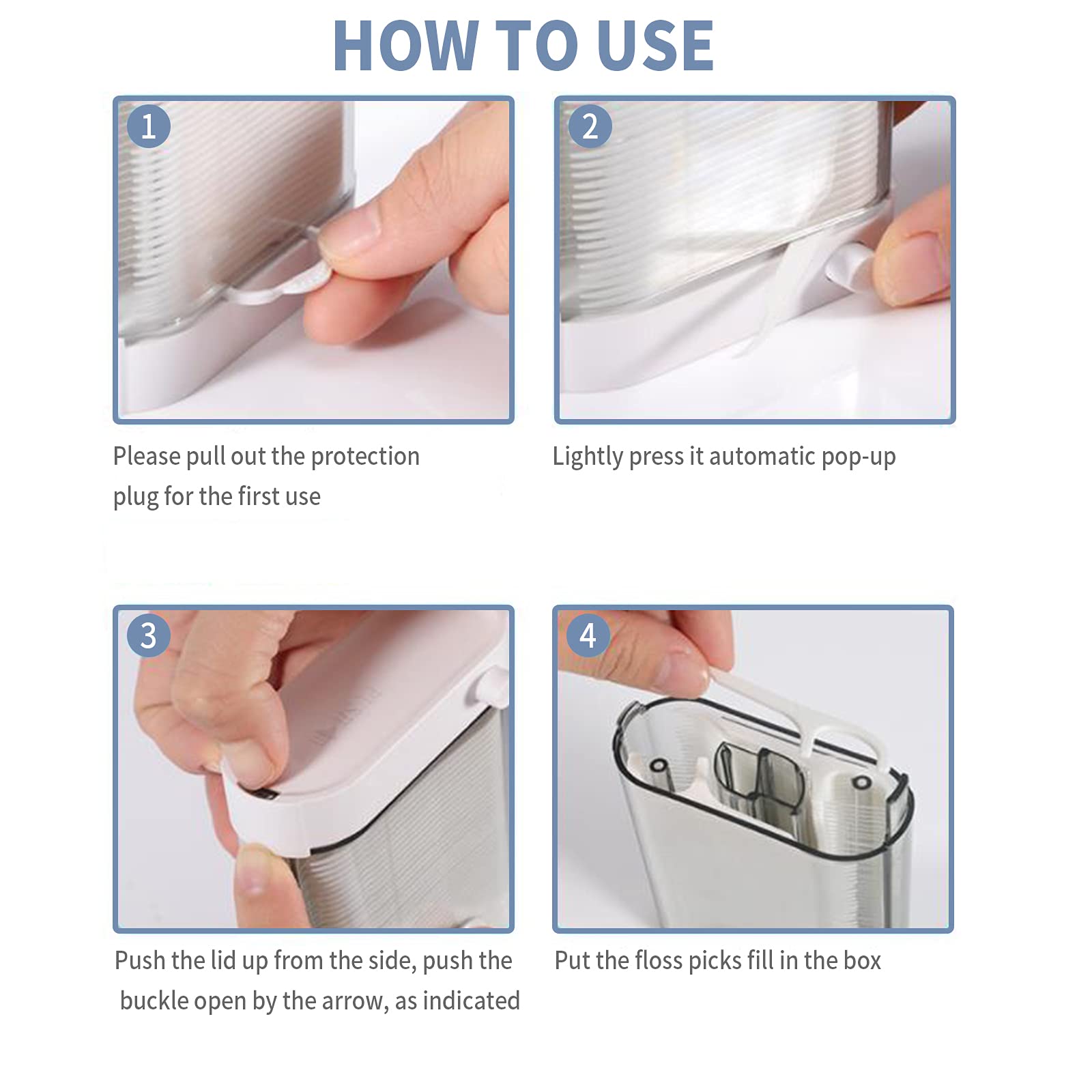 Automatic Floss Pick Dispenser, Dental Pick Holder with Flossers for Adults, Travel & Family Containers for Floss Picks, 88 Count Floss Sticks