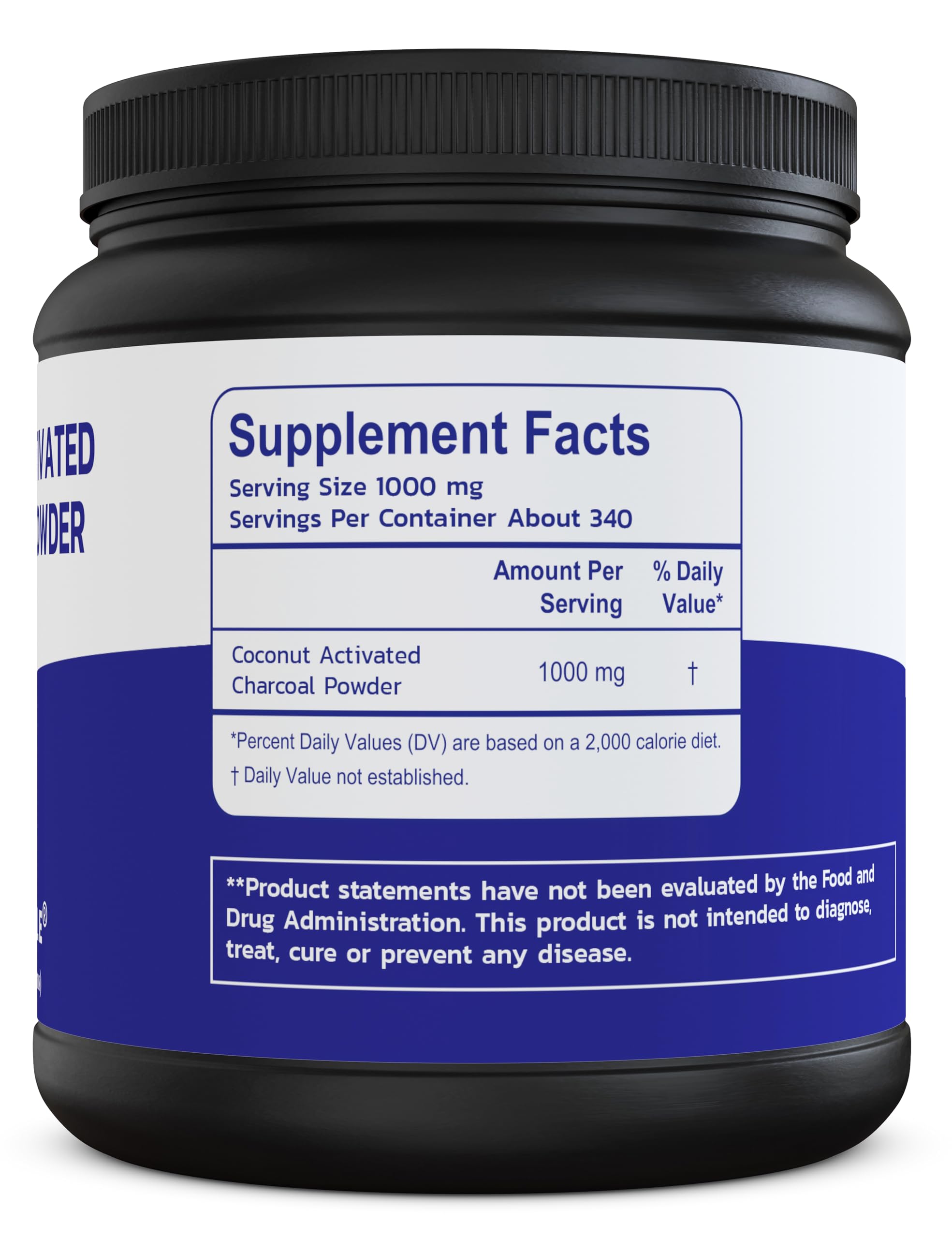 Large 12 Oz. Coconut Activated Charcoal Powder. Whitens Teeth, Rejuvenates Skin and Hair, Supports Better Digestion. USA-Owned Producers, Free Scoop