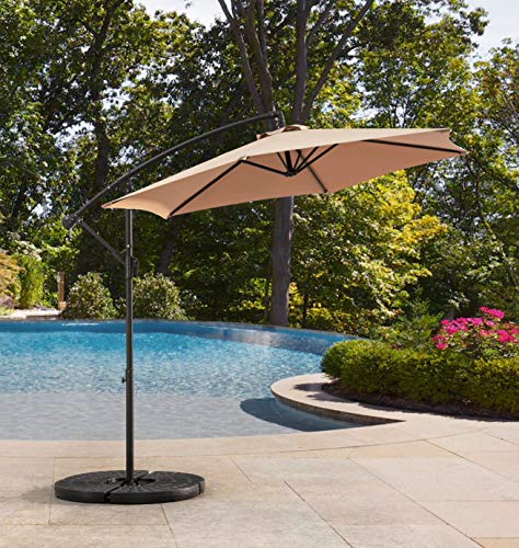 Amazon Basics HDPE Round Fan-Shaped Hanging Umbrella Base for Patio β Black
