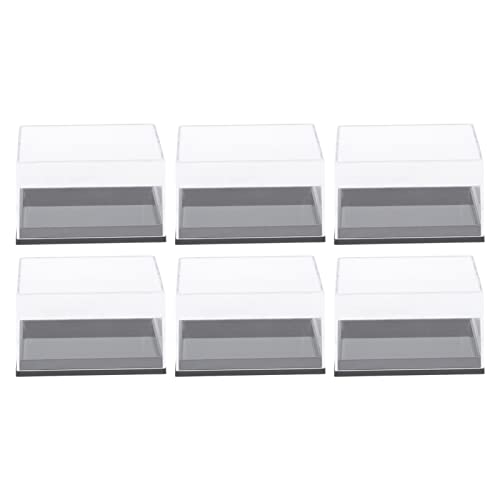 Cabilock 6pcs Transparent Plastic Boxes Natural Rough Mineral Specimen Display Cases Countertop Boxes Cube Transparent Display Boxes Pop Figures Display Collectibles Mineral Specimen