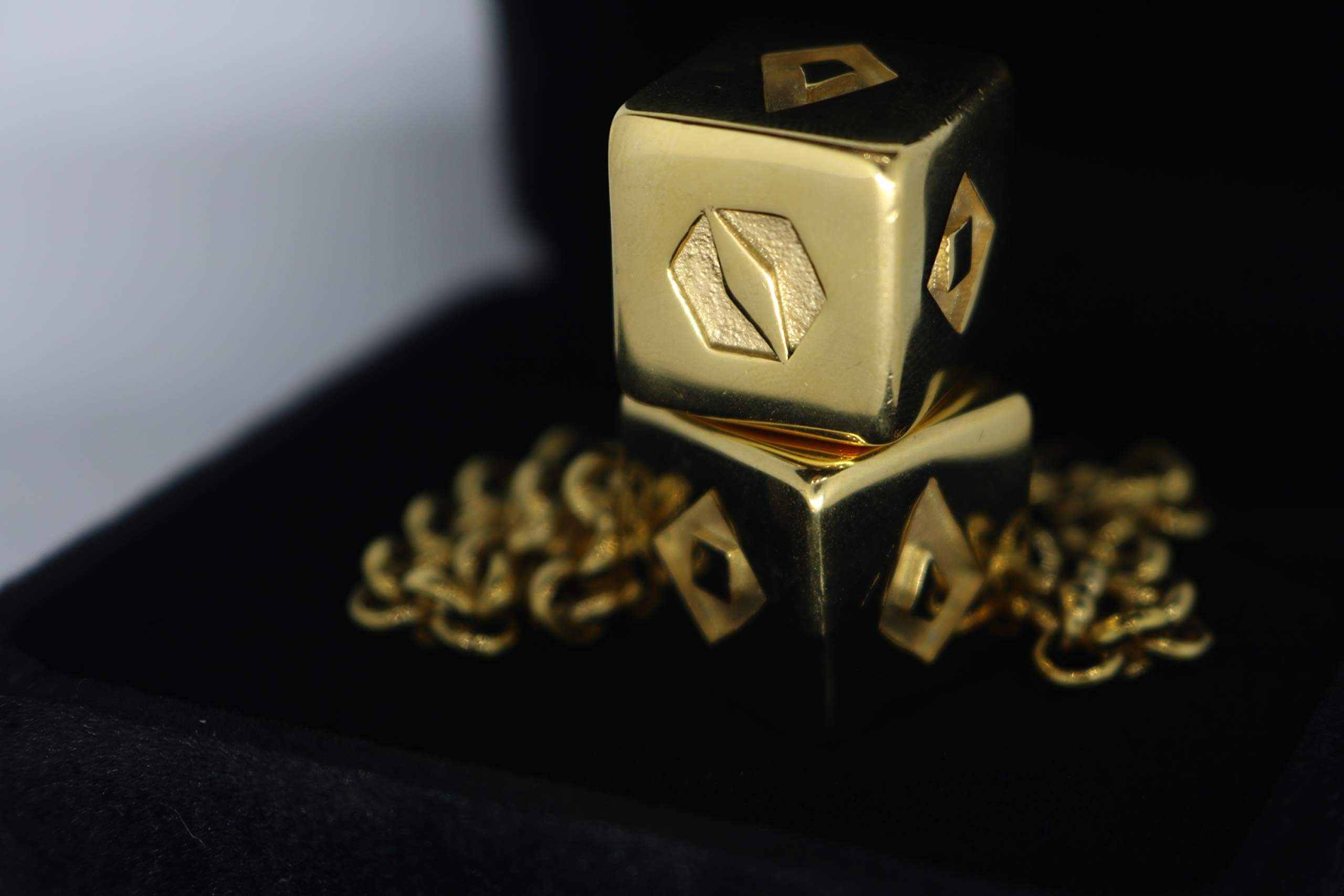 Custom 3d Stuff Smuggler's Dice Accurate Stainless Steel Gold Plated Deluxe Solo Dice - Shiny with Gift Box