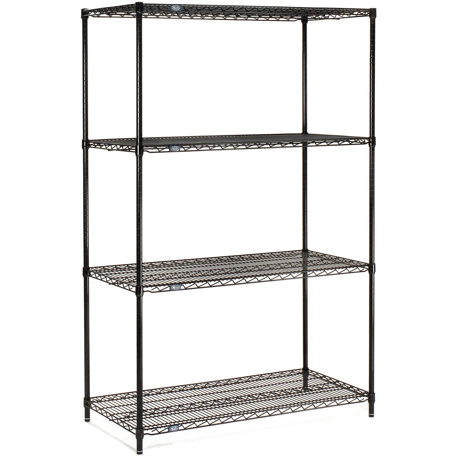Nexel Adjustable Wire Shelving Unit, 4 Tier, NSF Listed Commercial Storage Rack, 18" x 42" x 63", Black Epoxy