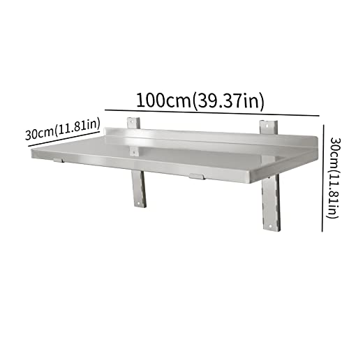 DULNICE Stainless Steel Wall Shelf Commercial Wall Mount Floating Shelving (39.4" x 12.6")