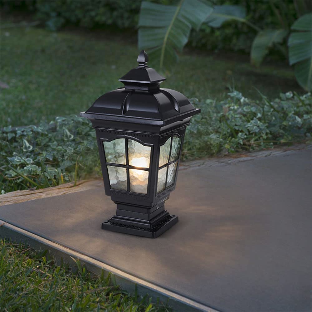 WENZIFI Outdoor Column Lights, Waterproof Post Lights Fixture Aluminium Glass Modern Pillar Lights Outdoor Decorations for Patio Villa Garden Fence Column Post Lights E26