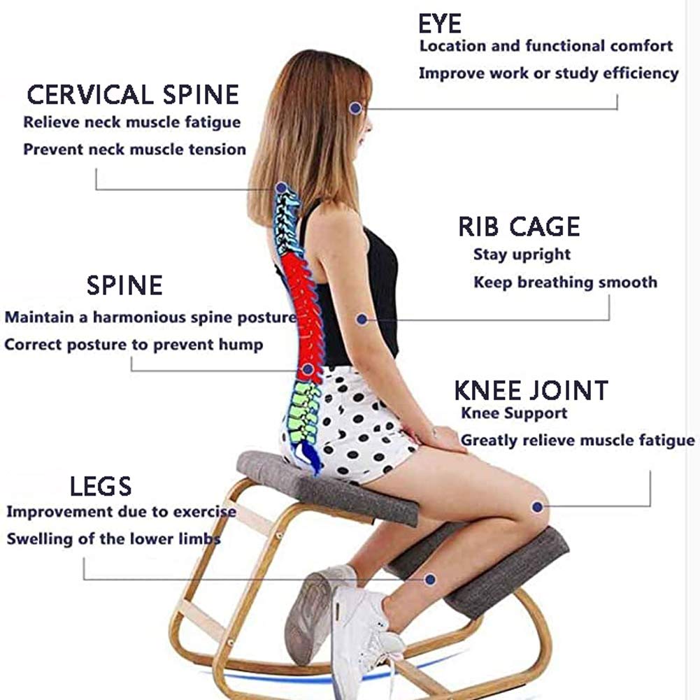 APOE Ergonomic Kneeling Chair with Back Support, Knee Chair Posture Correction Desk Stool for Home Office, Thick Comfortable Cushions, Gray