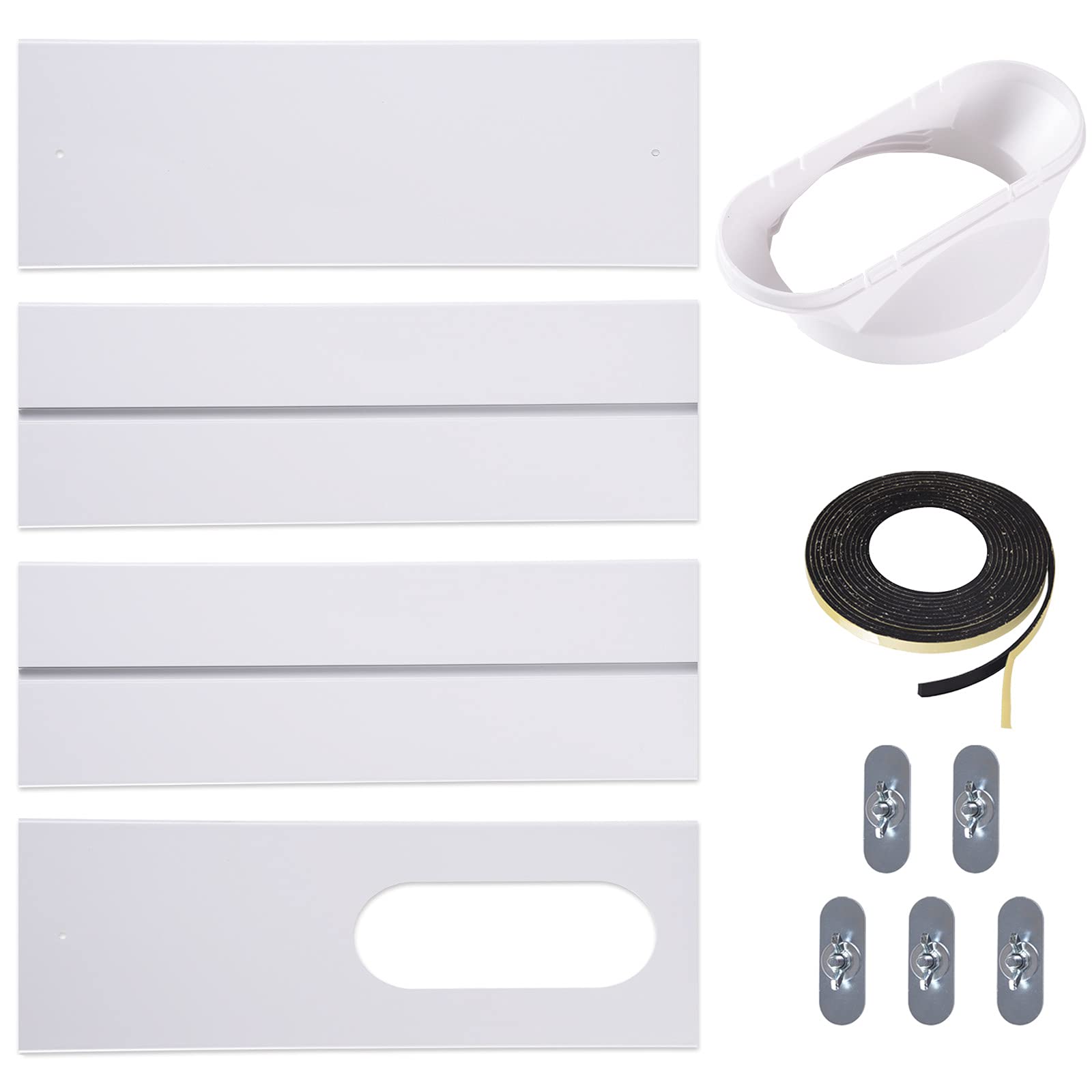 DELAM Portable Air Conditioner Window Kit with Coupler Adjustable Window Seal for AC Unit, Sliding AC Vent Kit for Exhaust Hose (5.1 Inch)