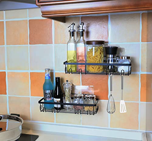 E-HAO Adhesive Shower Caddy Shelf Organizer (2 Pack) with 2 Soap Dishes & 1Towel Hook. 304 Stainless Steel shower Shelves Bathroom Basket Rack for Shower Kitchen Storage