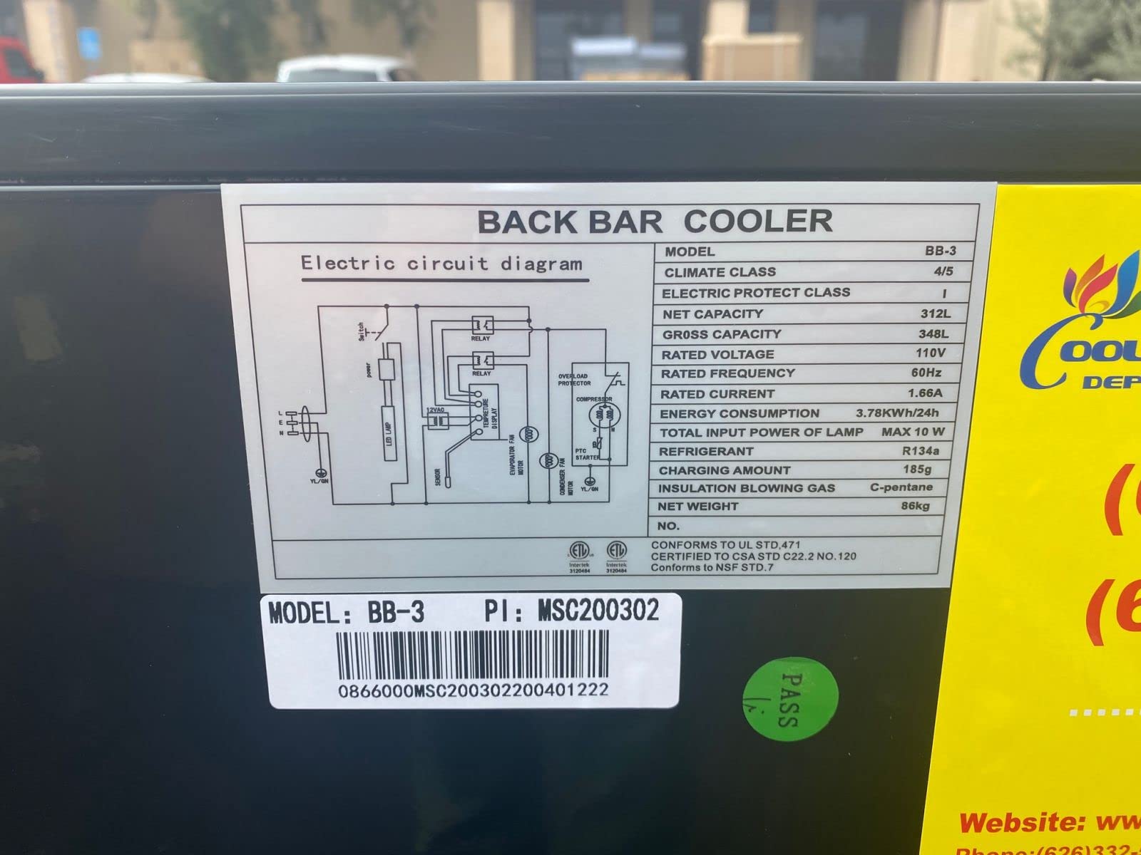 Beer Back Bar Cooler 3 Glass Door (Swing Door) 53" Width Beer Fridge NSF Certified Beverage Refrigerator 11.8 cu.ft Under Counter Height 35°-46°F Black bb3dup