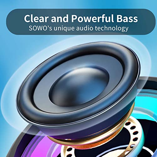 Bluetooth Shower Speaker Waterproof - Small Portable Bluetooth Speaker Wireless with Clip - Powerful Bass and Louder Volume - Colorful Lights and Lightweight with TWS Pairing - Black