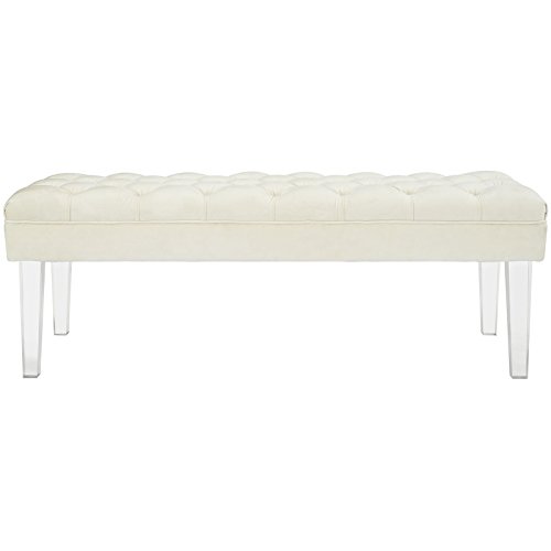 Modway Valet Tufted Button Performance Velvet Upholstered Bedroom Or Entryway Bench with Acrylic Legs in Ivory