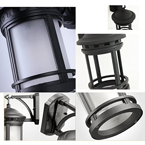 HSPHFX Wall Lantern Coach Lamp Industrial Steampunk Cage Fixture Outdoor Home Wall Sconce Mount with Clear Glass Shade - Dusk to Dawn Exterior Sensor - for Pasture Restaurant Garden Factory