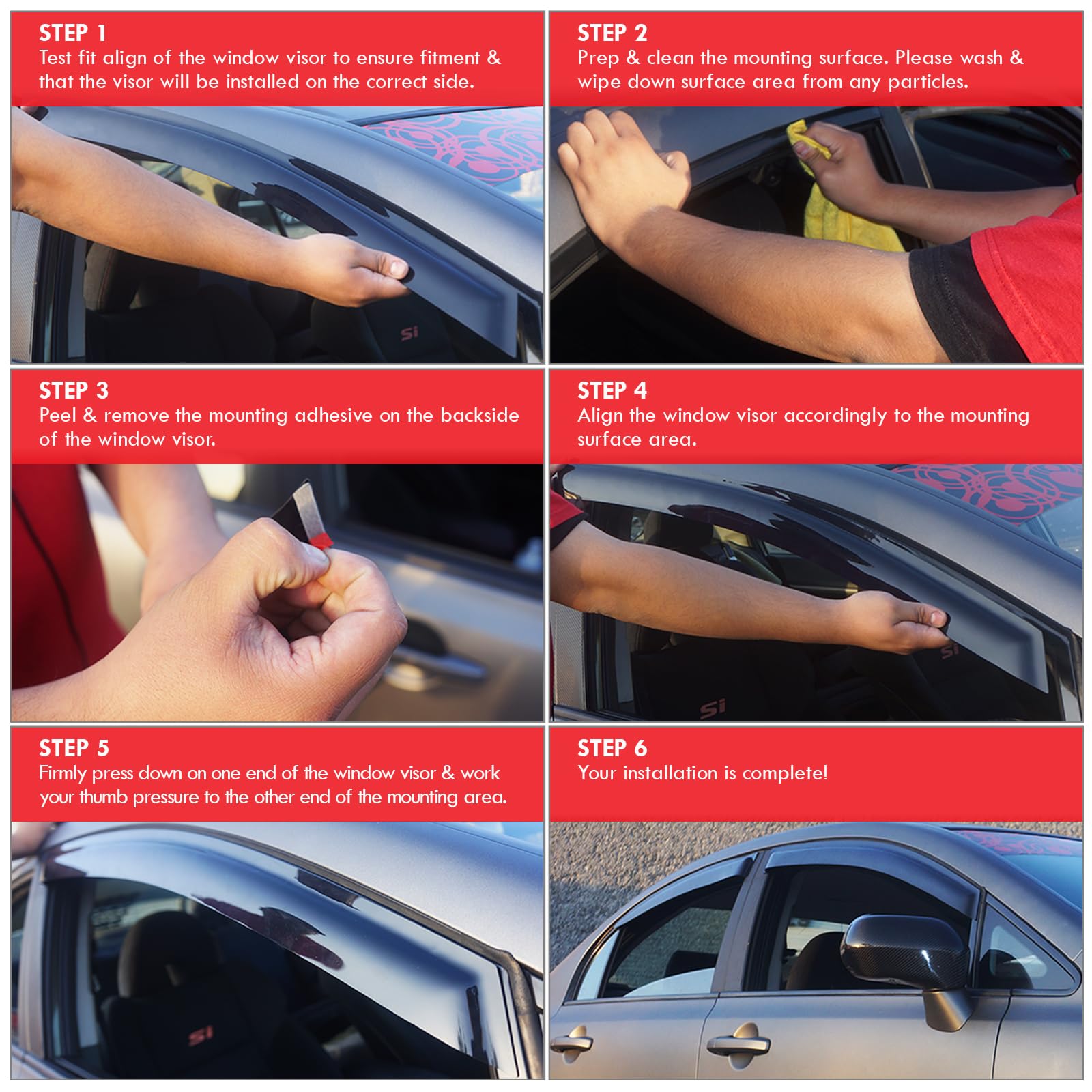 AJP Distributors Tape-On Window Visors Rain Guard Shade Vent Sun Wind Deflector Shield Compatible/Replacement for Silverado Sierra Regular Cab 2007 2008 2009 2010 2011 2012 2013 07 08 09 10 11 12 13