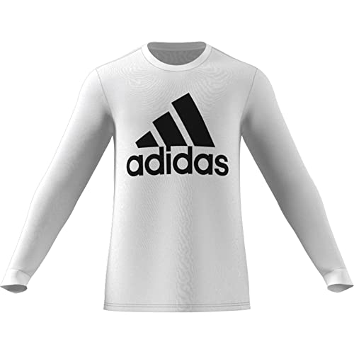 adidas Men's Basic Badge of Sport Long Sleeve Tee, White/Black, Medium
