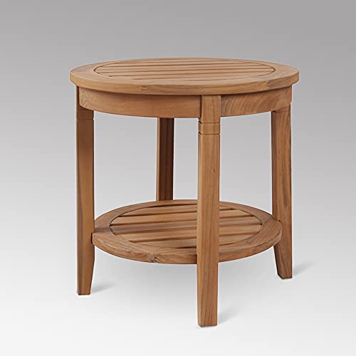 Cambridge Casual Superior Indonesian Teak Arie Outdoor Round Side Table, Natural Teak