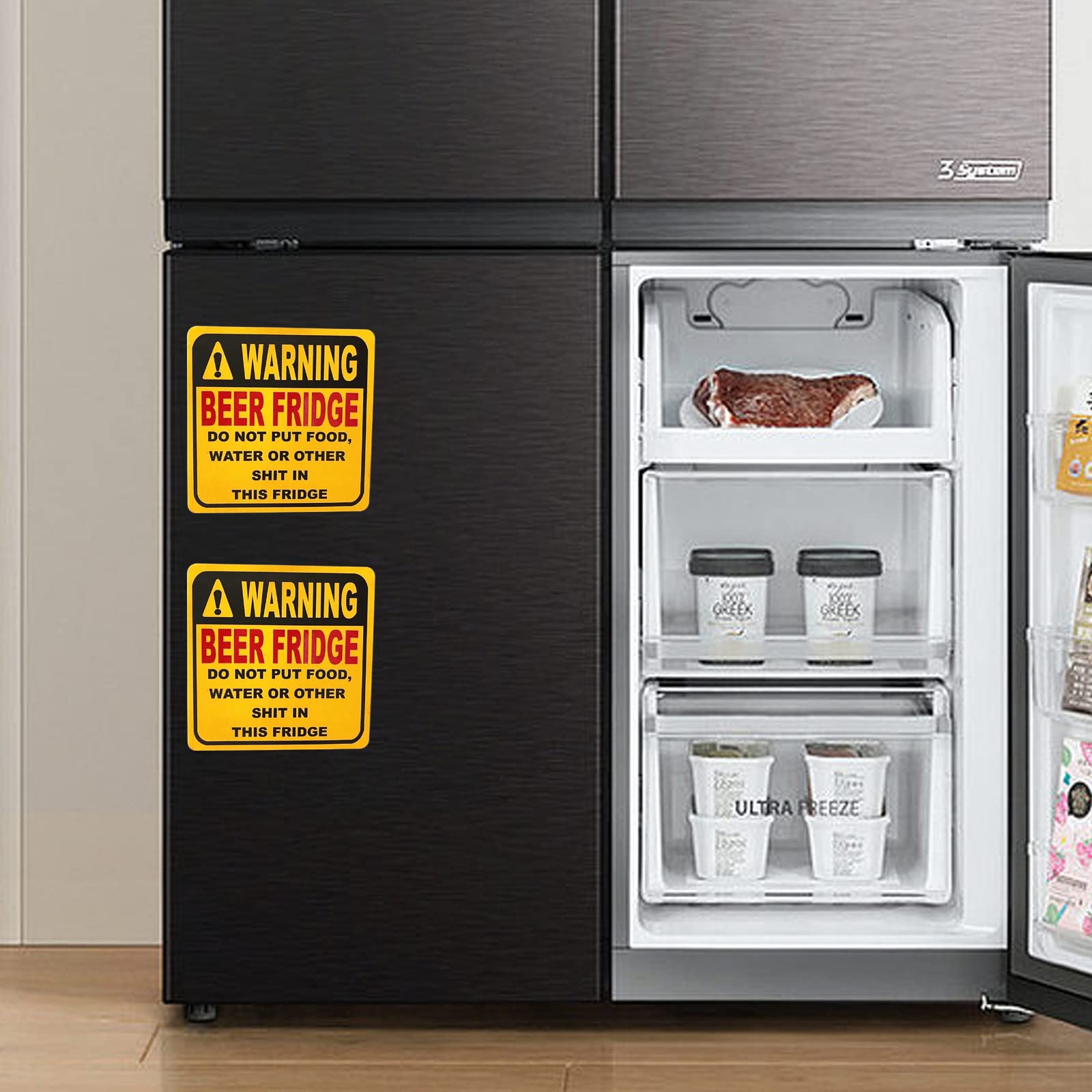 Beer Fridge Magnet - Funny Warning Sign,Do Not Put Food, Water, Or Other Shit in This Fridge (4 * 4)
