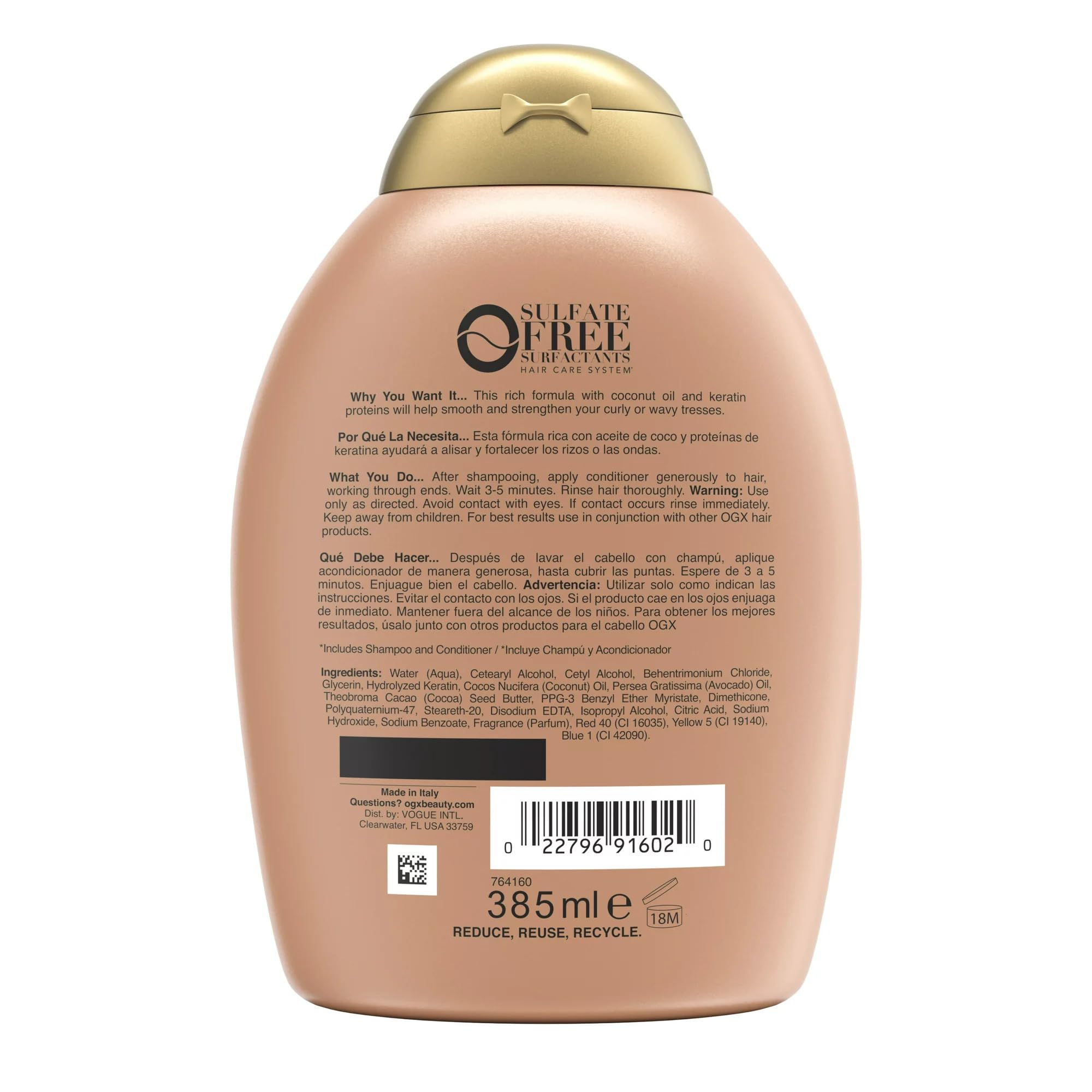 OGX Conditioner, Ever Straight Brazilian Keratin Therapy, 13oz, Pack of 2