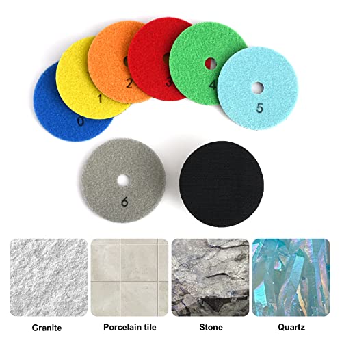 iMetrx 8Pack Diamond Polishing Pads 4 inch Dry (7pcs, Grits 50#-2000#) and Backer Pad (1Set) Concrete Diamond Sanding Discs Marble Granite Stone polishing kit