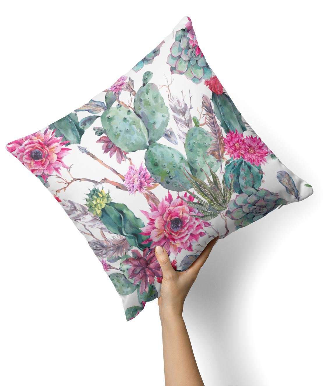 iiRov Summer Design Ink-Fuzed Decorative Throw Pillow - Summer Watercolor Floral v2