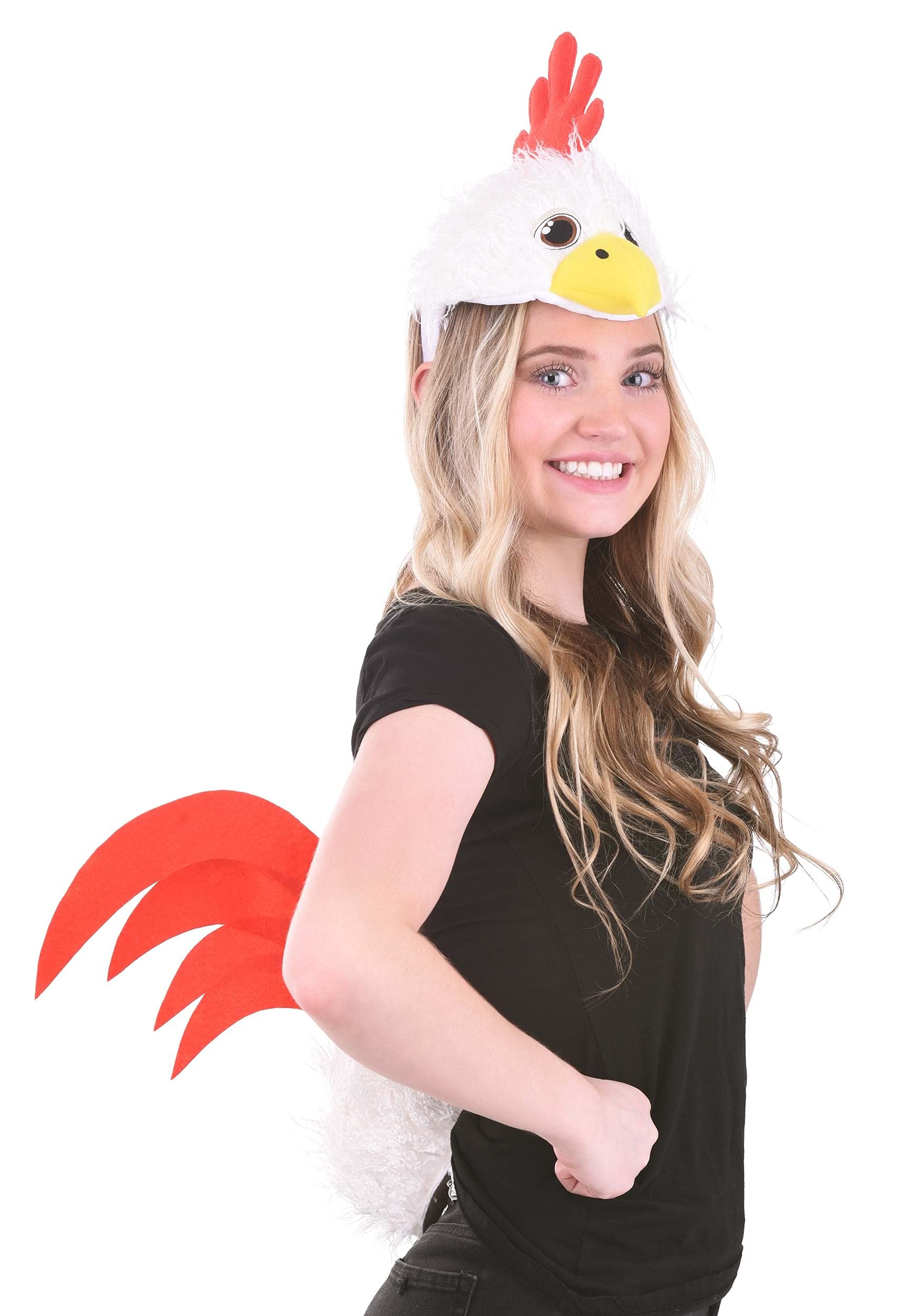 elope Chicken Soft Headband & Tail Costume Accessory Kit - Soft Sculpted Beak and Tail with Adjustable Elastic
