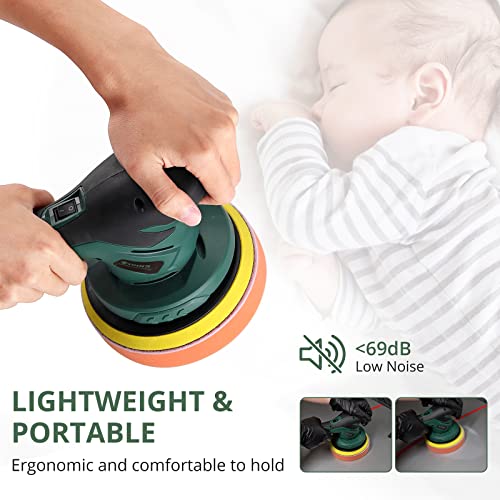 EYPINS Car Polishers and Buffer,6" Cordless Car Polisher for Car Waxing and Polishing,Rechargeable,Random Orbital DA Polisher Buffer,6-level Variable Speed,25Pcs Buffer Polisher Machine Kit