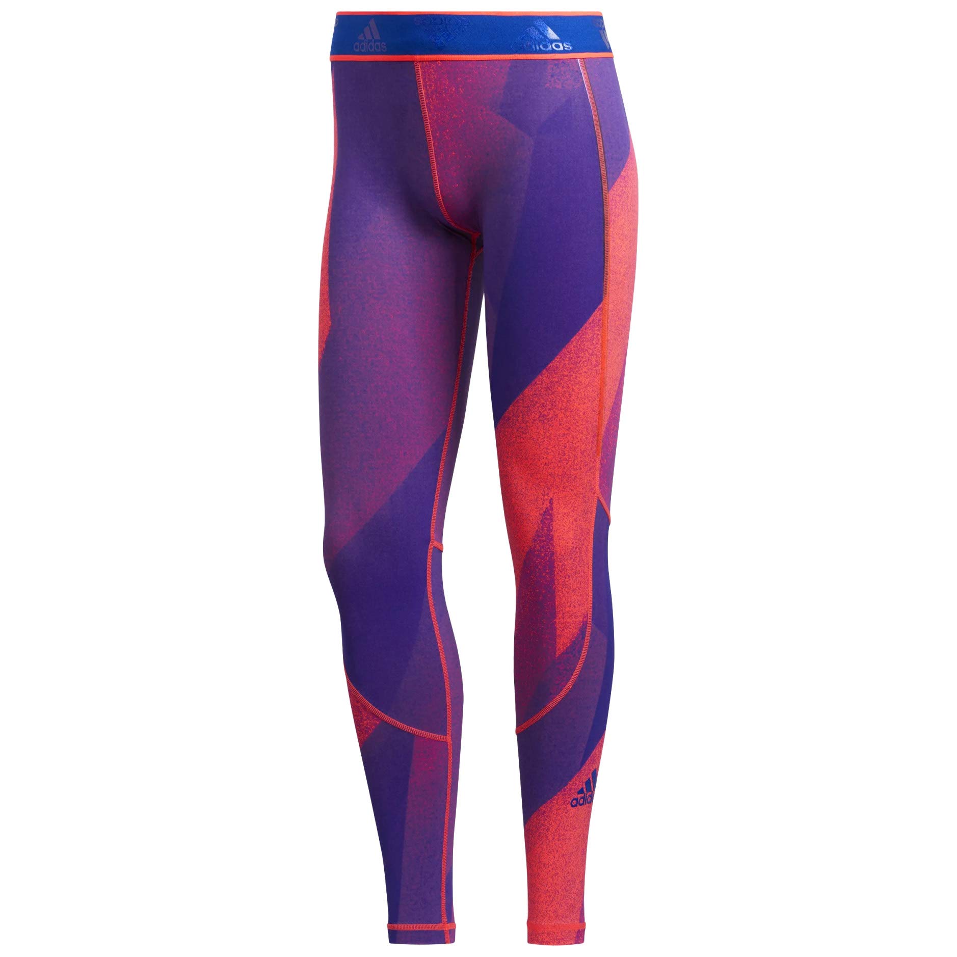 adidas womens Alphaskin Long Print Tights Signal Pink/Royal Blue Small