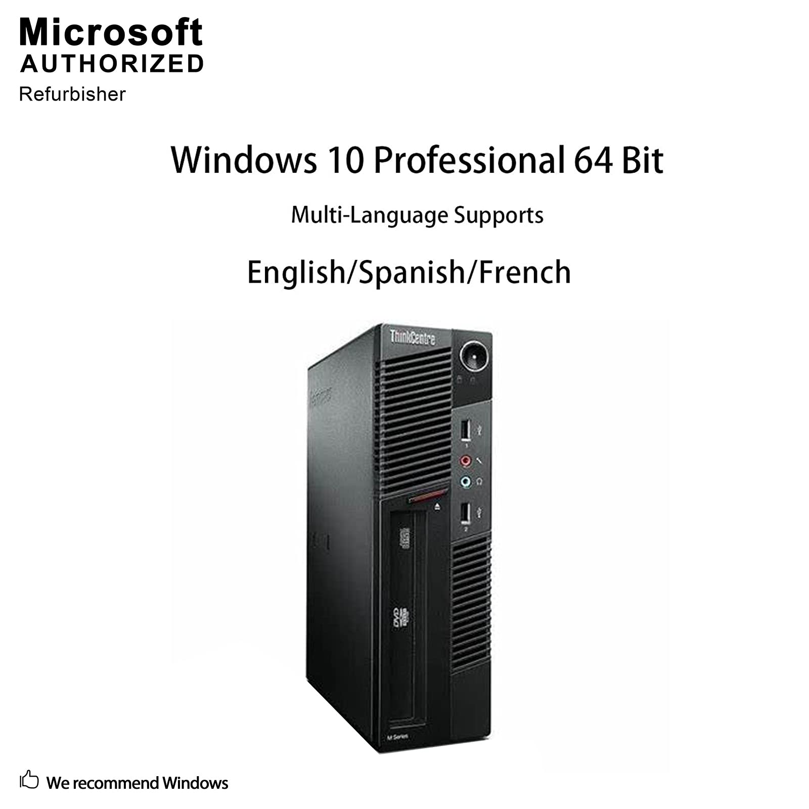 Lenovo ThinkCentre M90p Ultra Small Form PC Desktop Computer, Intel Dual Core i5 3.20 GHz, 8GB RAM, 500GB HDD, Windows 10 Pro, Keyboard & Mouse, DVD, WiFi (Renewed)