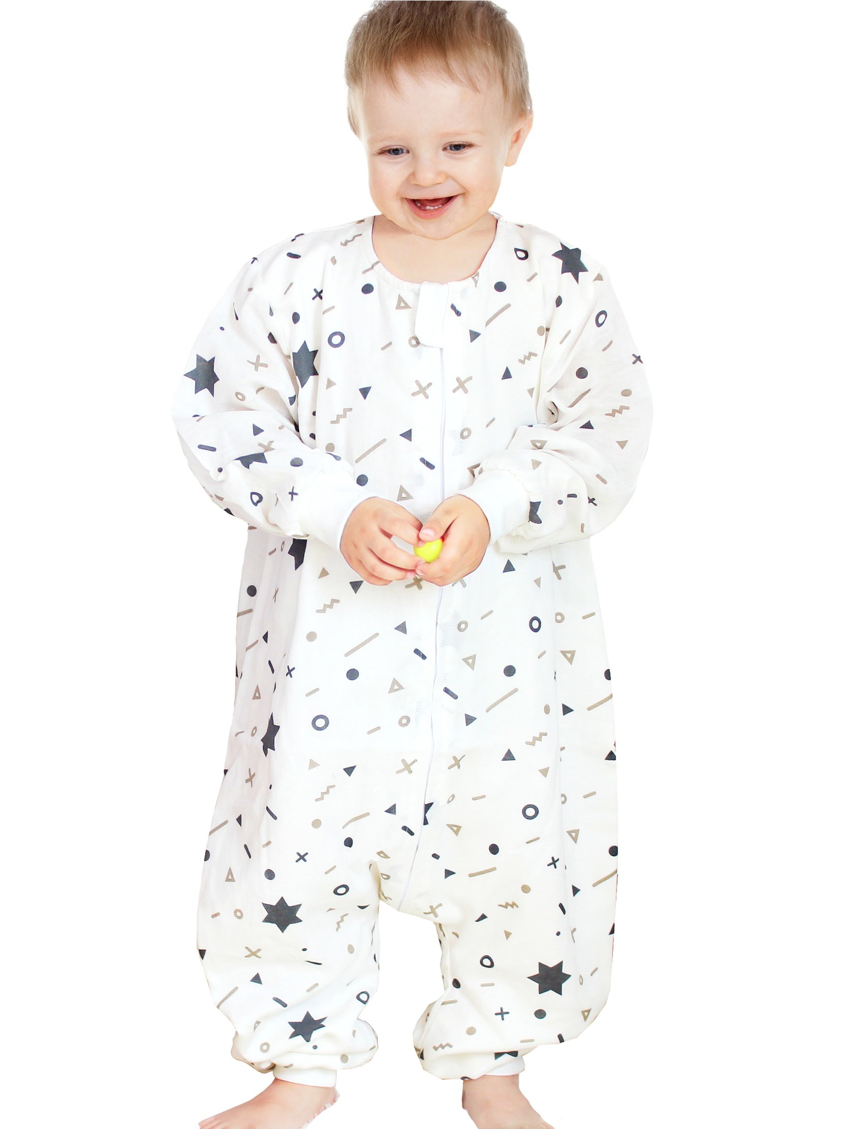 ililmmoe Muslin Original 100% Cotton Sleeping Sack Sleep Bag with Legs Baby Wearable Blankets Long Sleeves 1-4T Star/L