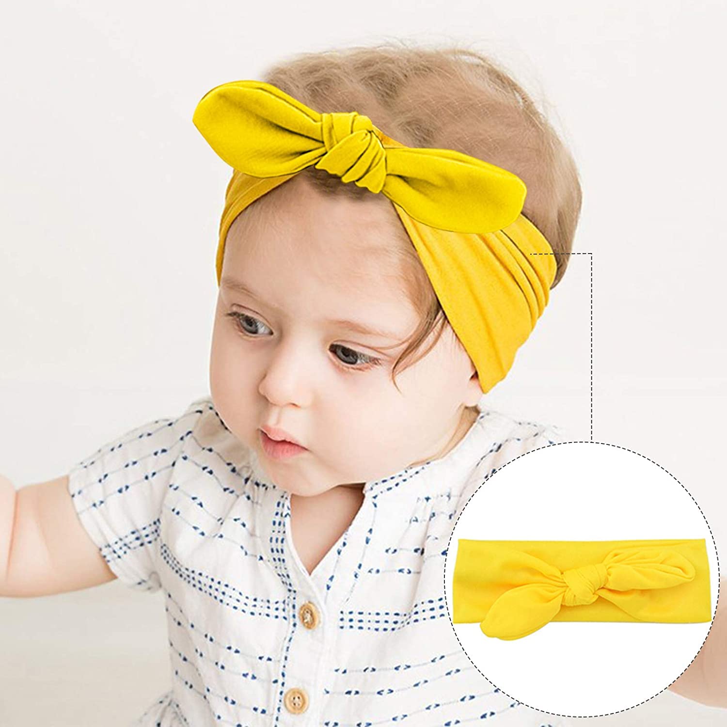 ZOCONE 12 PCS Toddler Headbands, Stretchy Adjustable Bow Headbands for Baby Girls Newborn Infant, Baby Bows and Headbands