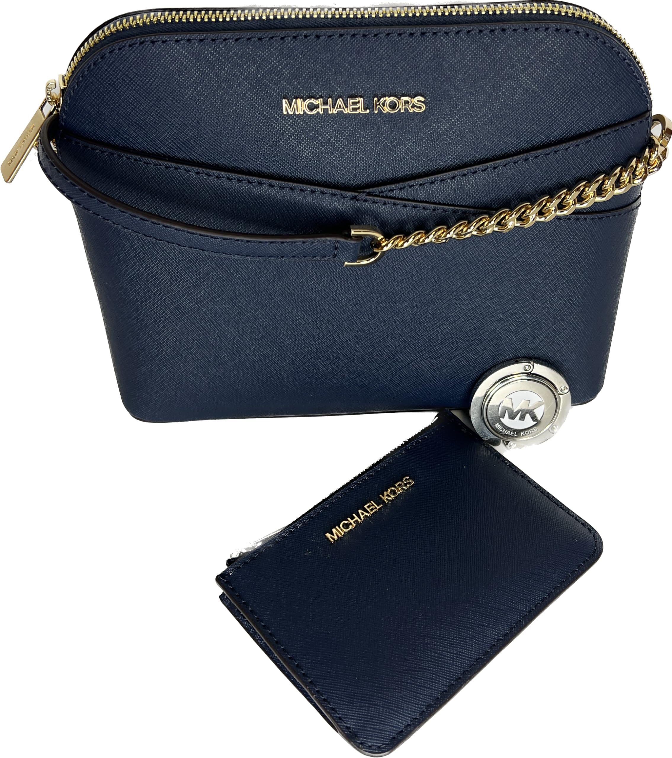 Michael Kors MICHAEL Michael Kors Jet Set Travel MD Dome XCross Crossbody bundled with SM TZ Coinpouch Purse Hook (Pink)