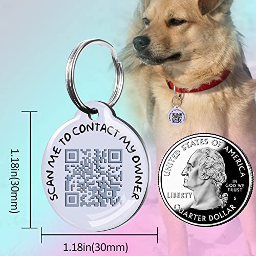 Christmas Reindeer Pattern Dog & Cat Tag - QR Code Pet ID with Online Profile - Festive Personalized Name - Holiday Themed Nameplate for Pets - Cute Seasonal Gift(Merry Christmas)