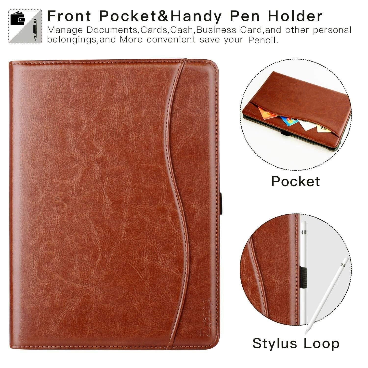 ZtotopCases for iPad 6th/5th Generation 9.7 Inch 2018/2017 iPad Air 2 & 1 Case, Premium PU Leather Business Folding Cover with Auto Wake/Sleep, Multiple Viewing Angles for iPad Air 2nd/1st Gen, Brown