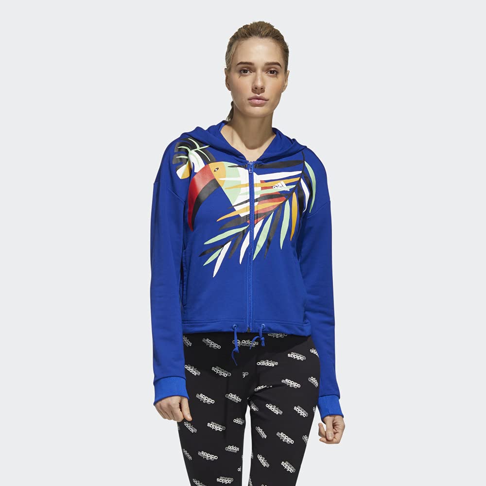 adidas womens Farm Hooded Track Top Team Royal Blue/White Large
