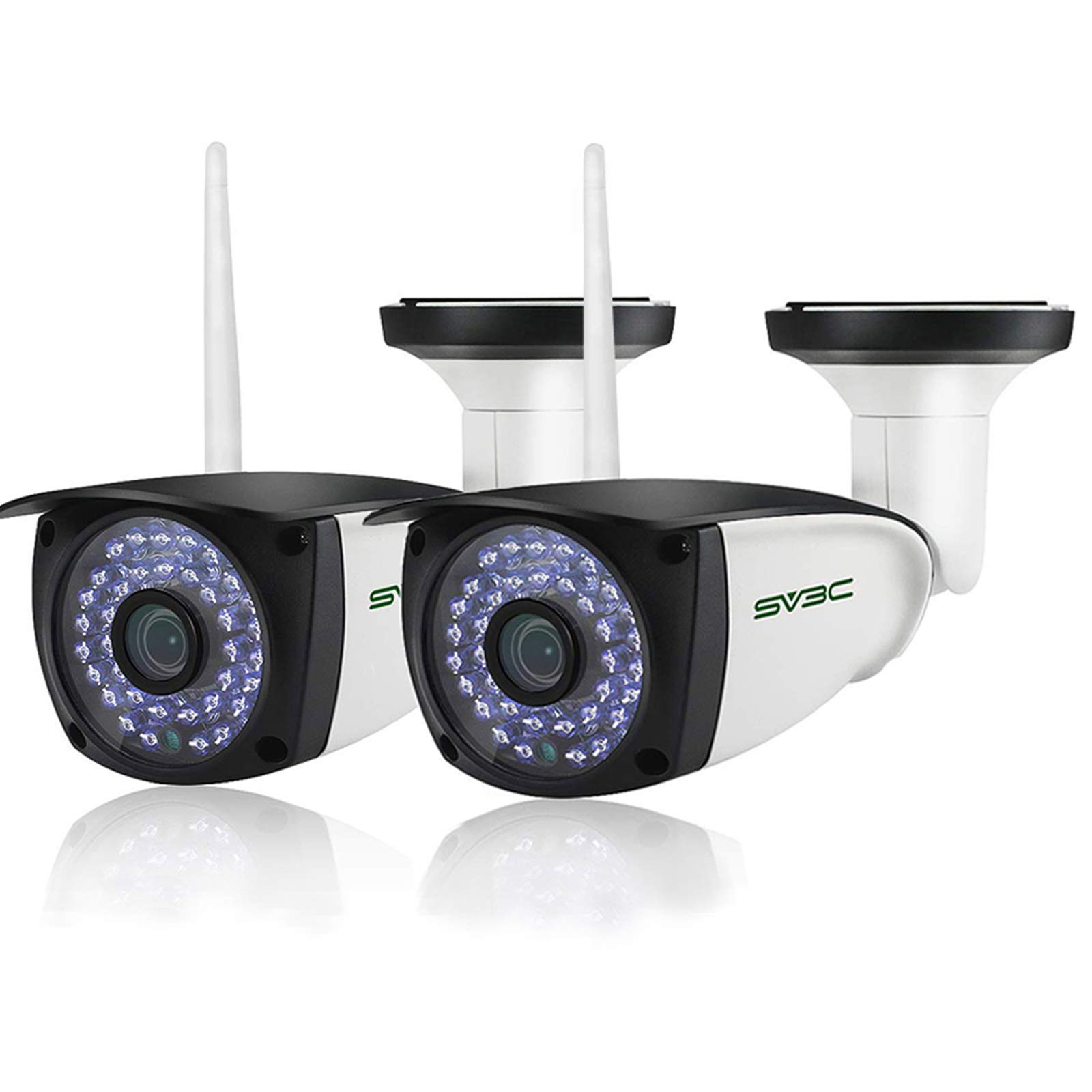 SV3C WiFi Security Cameras Outdoor, 2 Pack 1080P Two-Way Audio Exterior IP Camera, Outside Surveillance Cam Supports Motion Detection, ONVIF Conformance, IP66 Waterproof, RTSP,Max 128GB SD Card Record