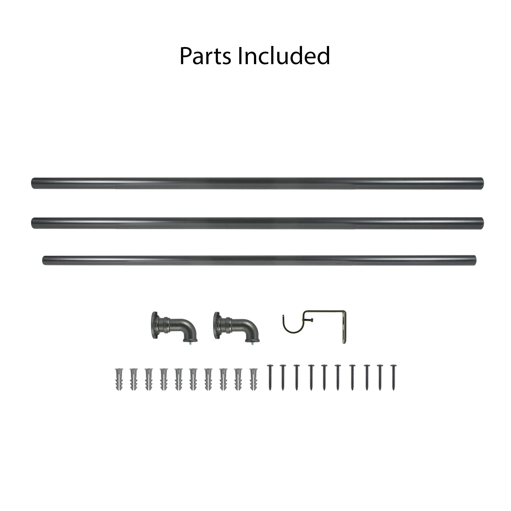Decopolitan Industrial Wrap Around Telescoping Curtain Rod Set, 72-144", Bronze