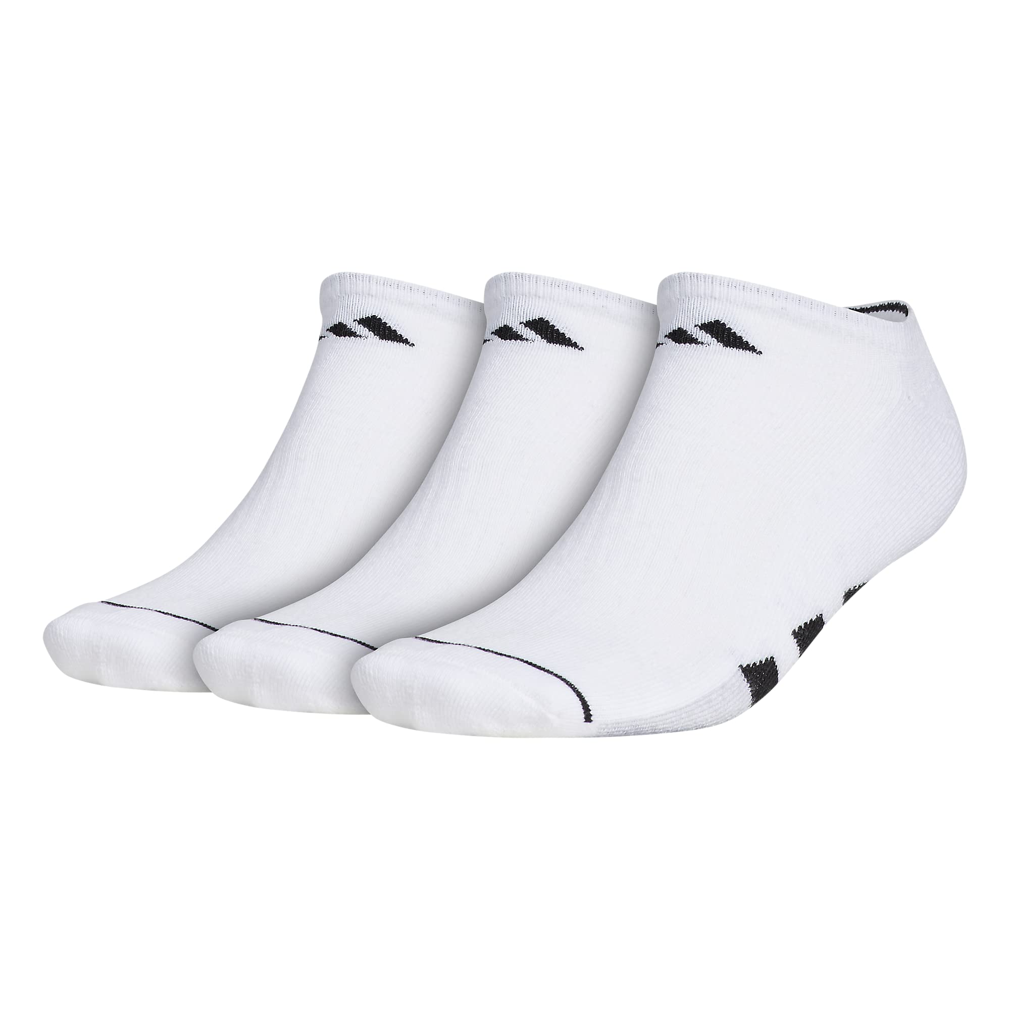 adidas Men's Cushioned No Show Socks (3-Pair), White/Black/Clear Onix Grey, Large