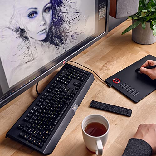 Drawing Tablet, VEIKK A15 10x6 inch Drawing Pad with 12 Shortcut Keys, 8192 Levels of Pressure and Battery-Free Pen, 20 Additional Nibs, Graphic Tablet for Win/Mac/Linux/Android OS (Red)