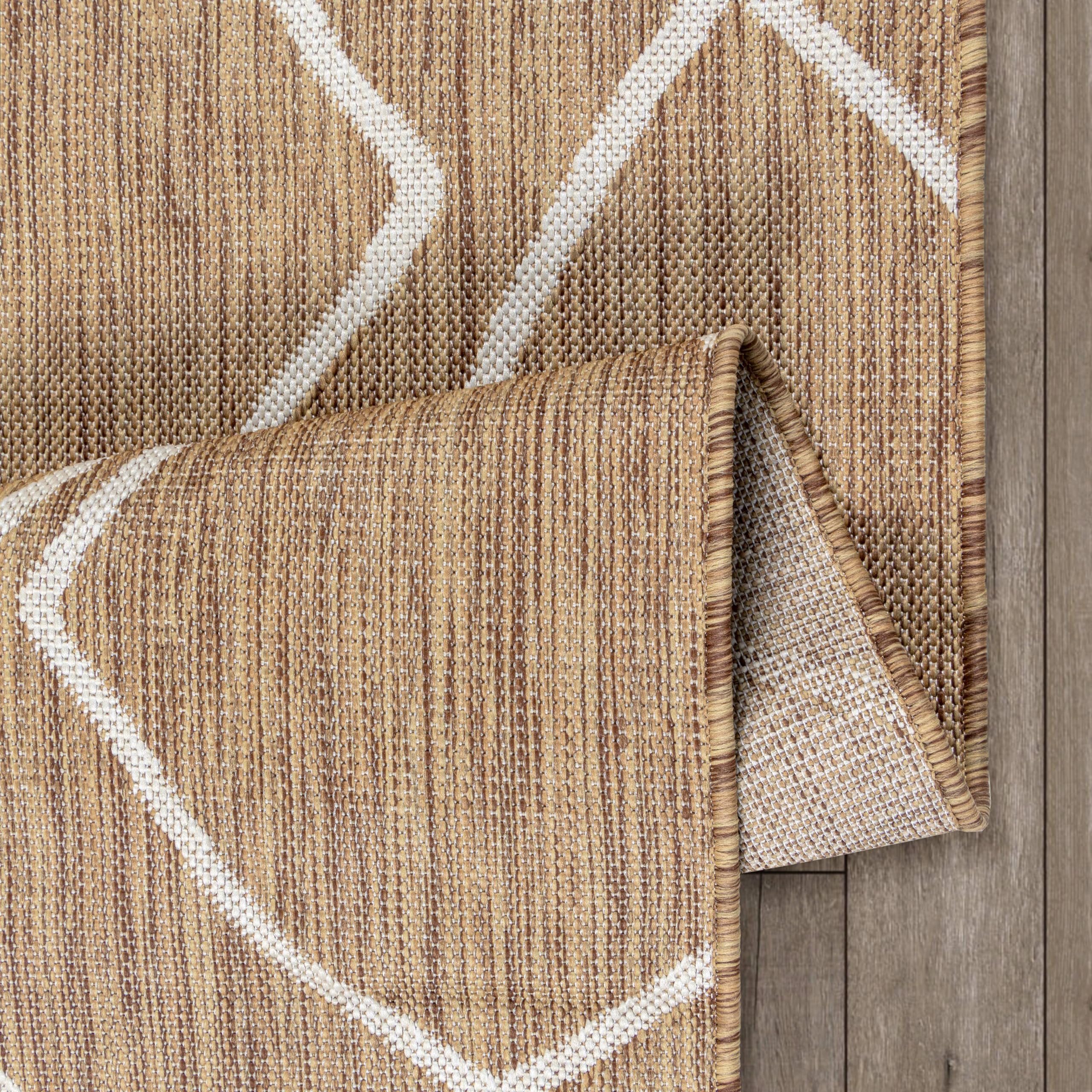 Adiva Rugs Outdoor Indoor Area Rug, Weather Resistant, Easy to Clean, Stain Resistant Floor Mat for Dining Room, Backyard, Deck, Patio (WOODEN, 5' x 7')