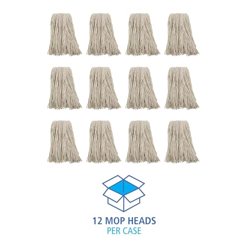 Boardwalk BWK216CCT 16 oz. Cotton Premium Cut-End Wet Mop Heads - White (12/Carton)