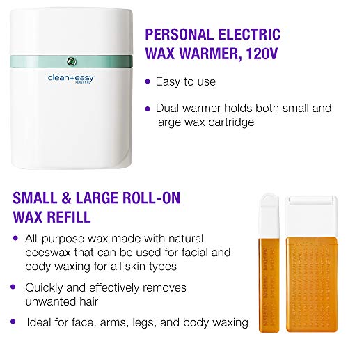 Clean + Easy Personal Roll-On Waxer Kit Set Easy Hair Removal At Home Waxing Machine Device (120V)