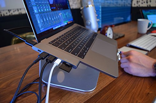 Tovatec Aluminum USB C Adapter Hub for 2016/2017 MacBook Pro 13 and 15 40Gbs Thunderbolt 3, 4k HDMI, Pass-Through Charging, Space Gray, 4.5"